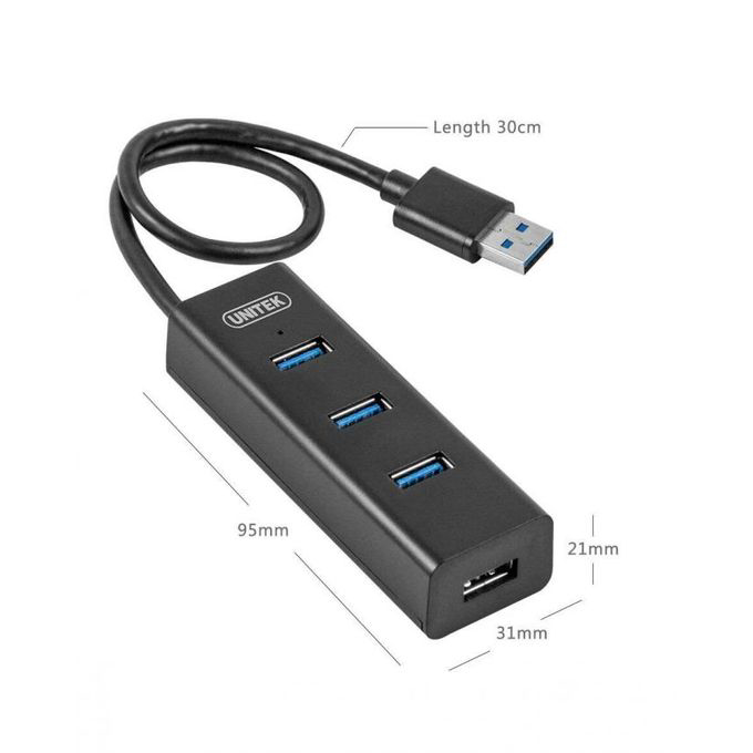 Rallonge USB 3.0 Avec 4 Ports 5V 1.2A Et Câble USB 3.0 - 24 Mois - Noir