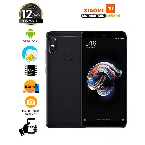 Redmi Note 5 Dual SIM - 64Go HDD - 4Go RAM - Noir - 12 Mois