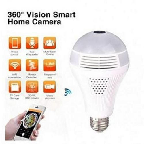 Caméra Ampoule WiFi HD panoramique 360° avec détection de Mouvement - Blanc