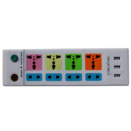 Rallonge Electrique Multi-Prises + 3 Ports USB - Multi-couleur