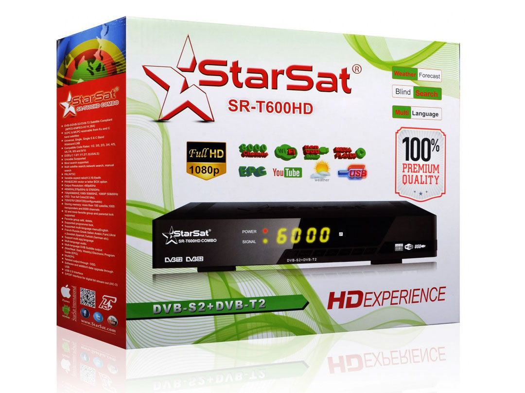 Décodeur STARSAT SR-T600HD HYPER - Full HD 1080p - USB 2.0-Chaînes TNT ...