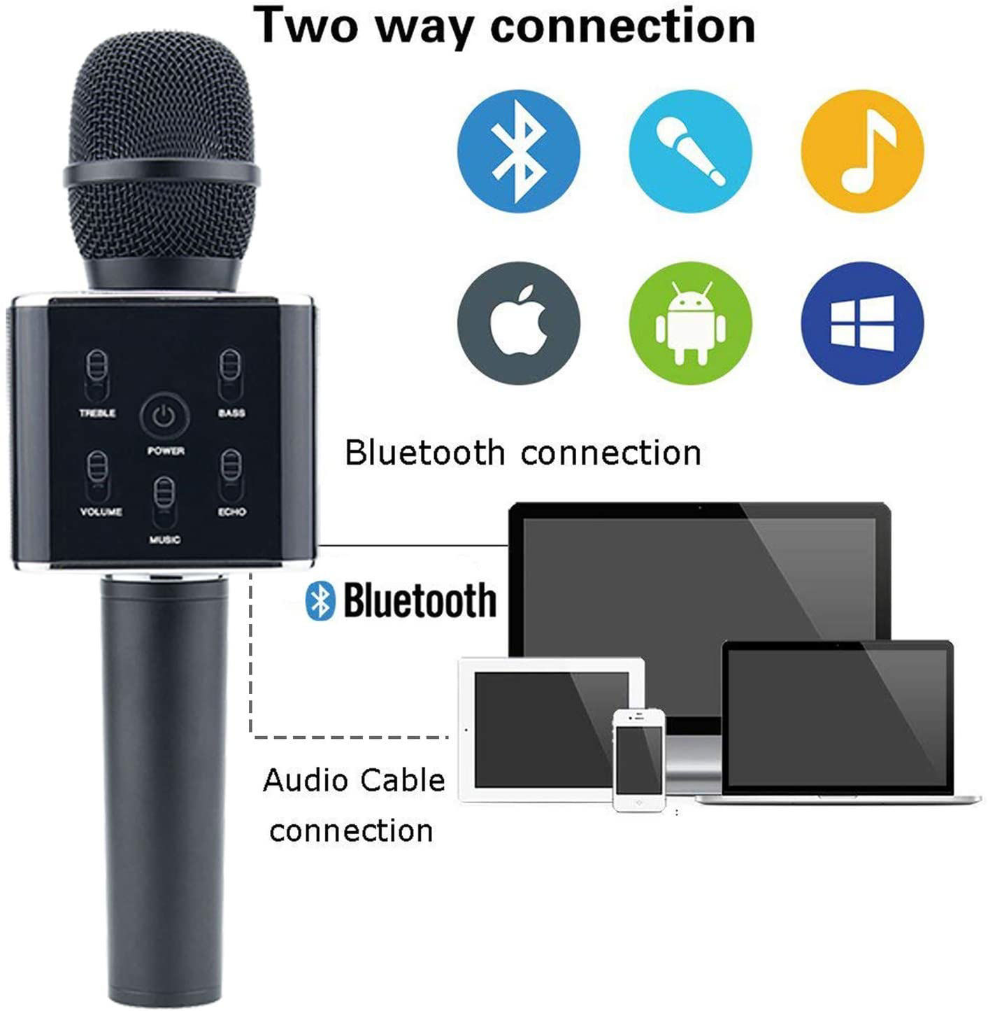 Microphone Q7 Bluetooth Micro Sans Fil Portable – Noir