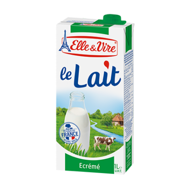 06 Briques Lait Ecrémé Elle Et Vire - 1 L