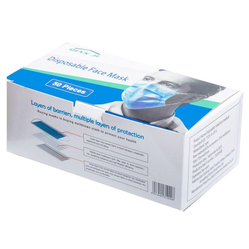 Cache-Nez Jetable - 50 Pièces - Bleu