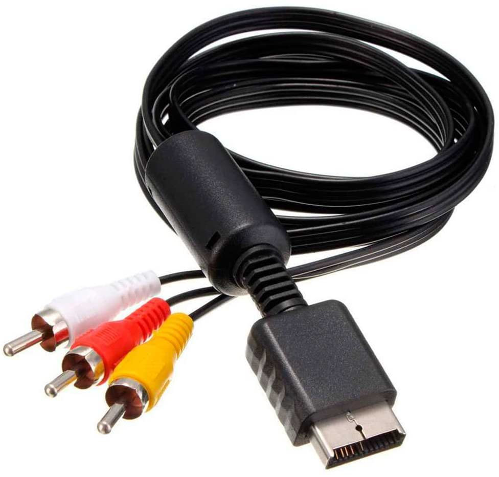Cable Audio Vidéo AV RCA TV Noir pour Sony PS1 PSX PS2 PS3 et Slim