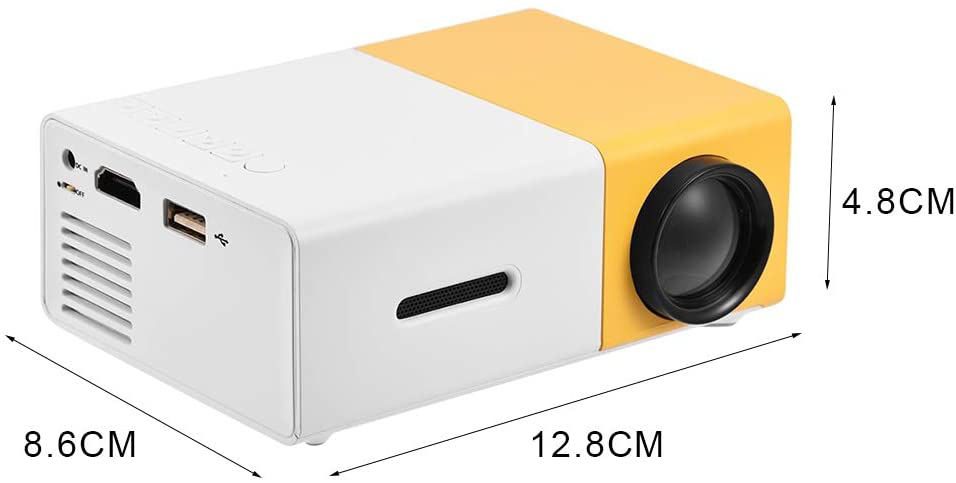 Mini projecteur - Full HD 1080P - LED Multimédia avec USB - Blanc, Orange