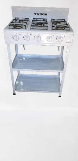 Plaque à gaz sur pied 5 feux - Innova - Blanc