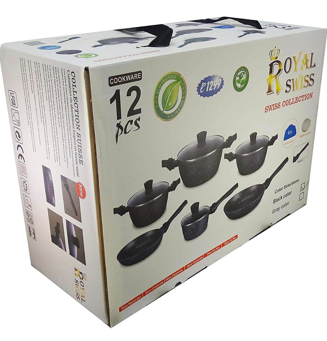 Jeu de casseroles/ Batterie de cuisine 12 pièces ROYAL SWISS- 03 mois