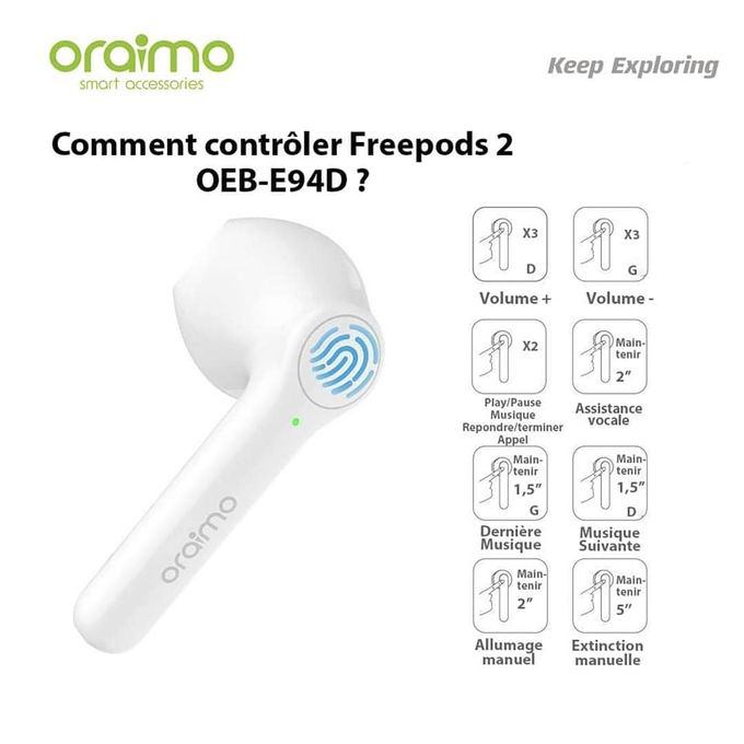 Oraimo Ecouteur Freepods OEB-E94D - Blanc