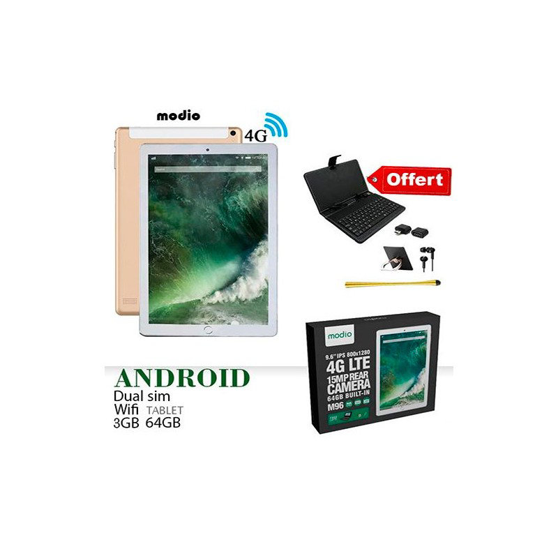 Tablette Modio M18, Quad Core, Dual Sim, Dual Camera, Tablet PC intelligent de 10,1 pouces ...