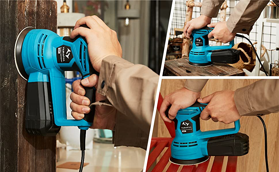 Ponceuse excentrique filaire 450W Tilswall, ponceuse rotative ...