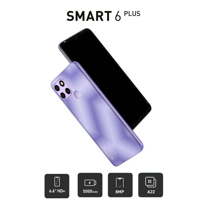 Infinix Smart 6 - 4G - 6.6" - 32 Go/ 2Go RAM - 2 SIM - 8MP/5MP - 5000 ...