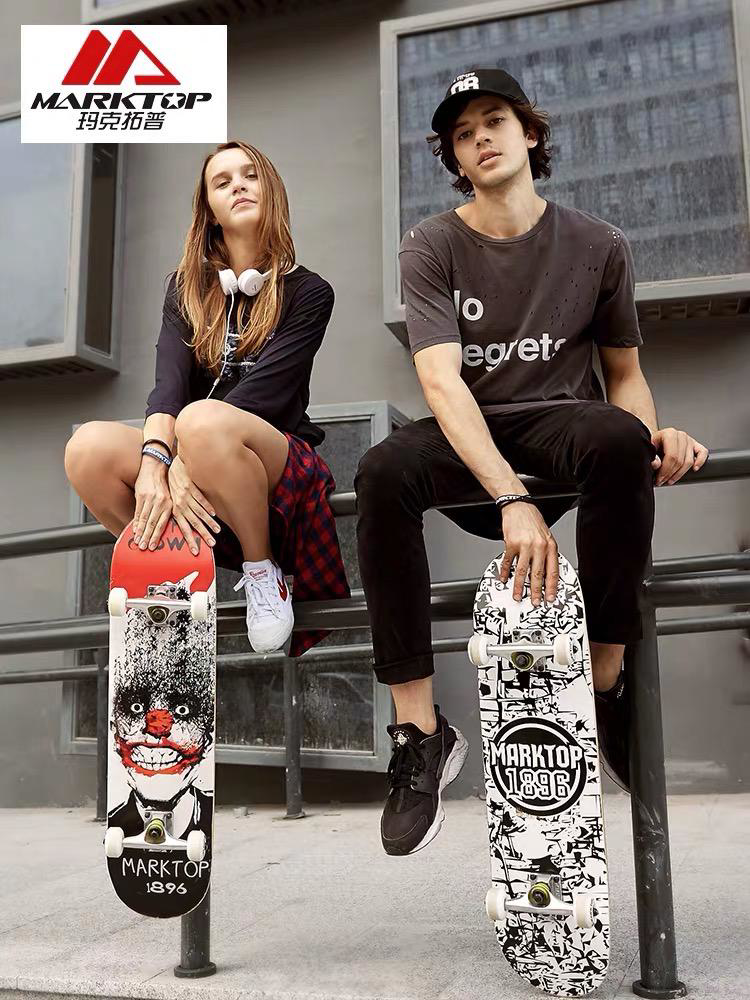 Planche Skate Board Complet 69 x 20 cm, Planche à Roulette en Bois ...