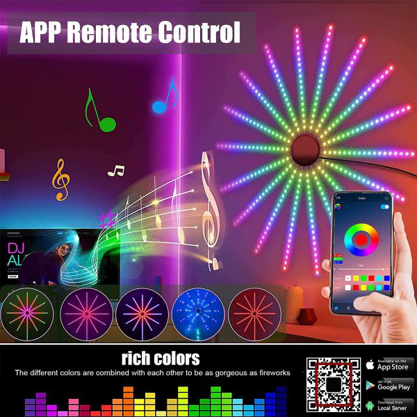 Feux d'artifice LED Strip Lights, 5050 RGBIC Changement de couleur ...