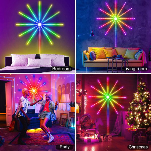 Feux d'artifice LED Strip Lights, 5050 RGBIC Changement de couleur ...