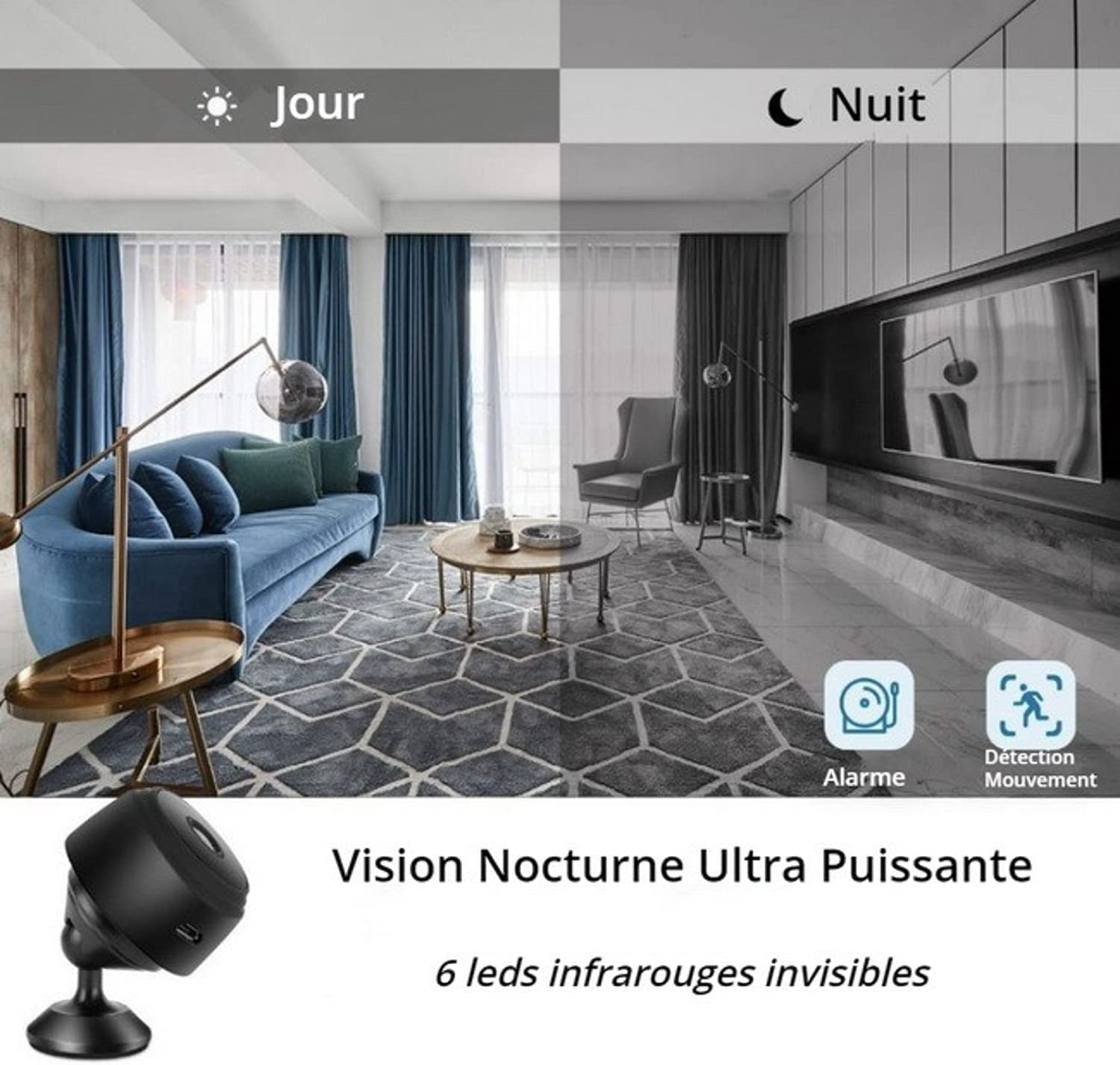 Mini caméra espion wifi IP A9 magnétique avec carte mémoire 64Go offerte.