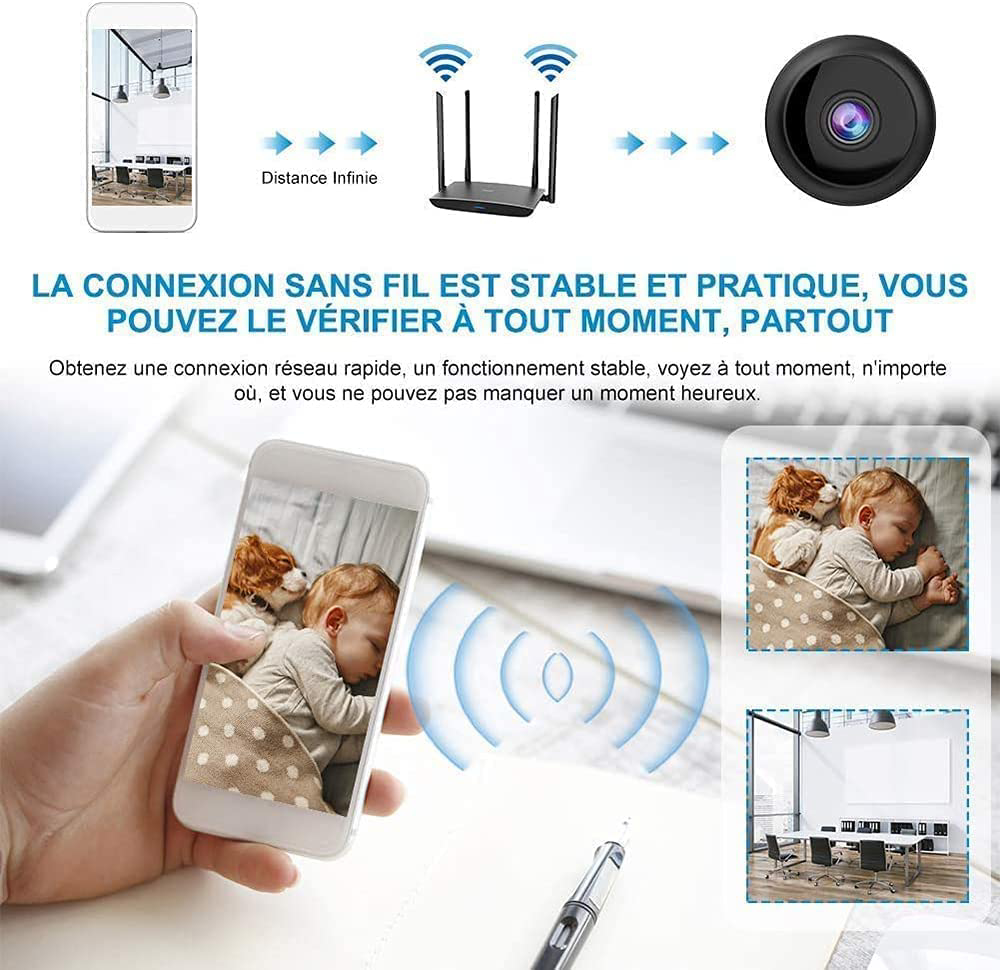 Mini caméra espion wifi IP A9 magnétique avec carte mémoire 64Go offerte.