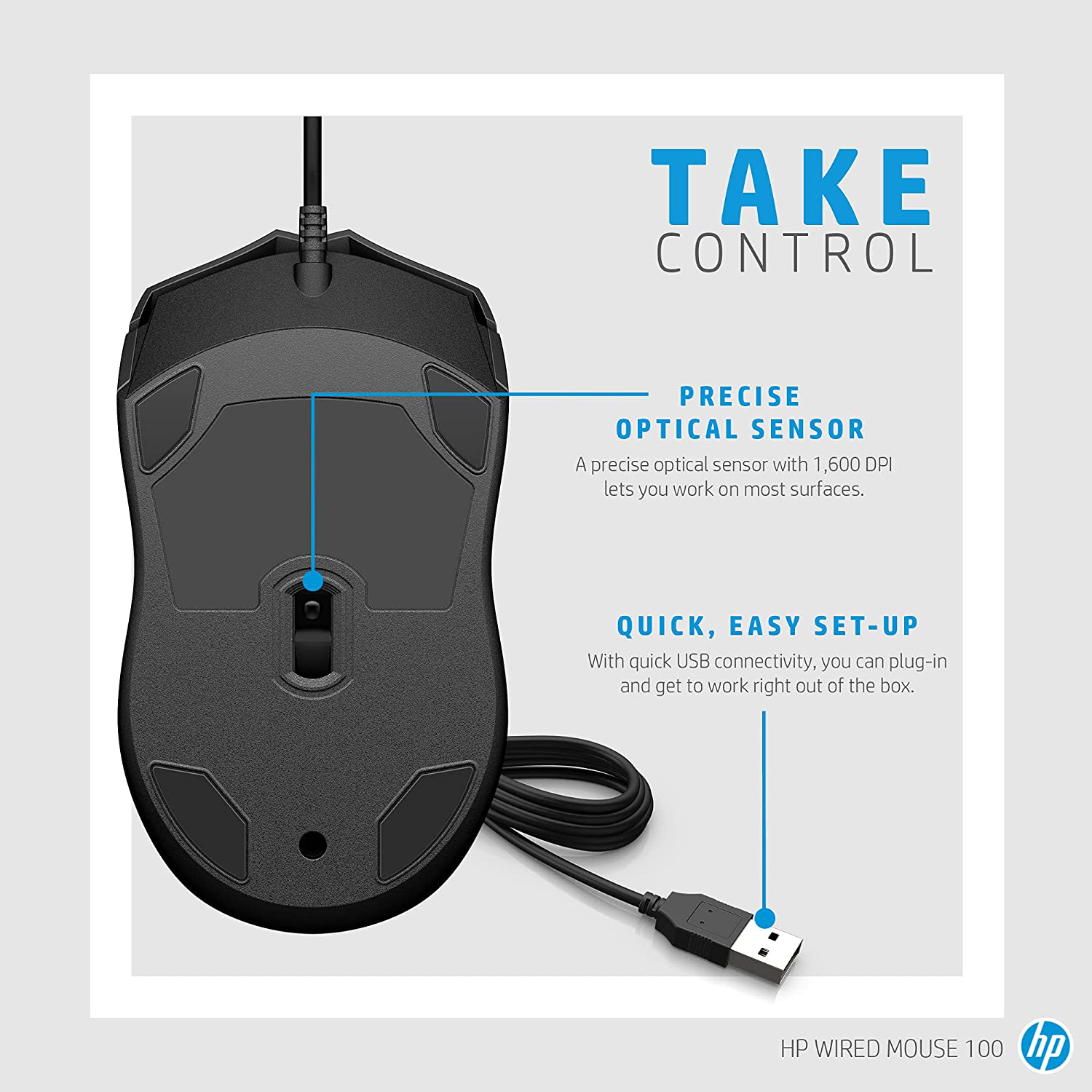 HP Wired mouse 100 - Souris filaire HP