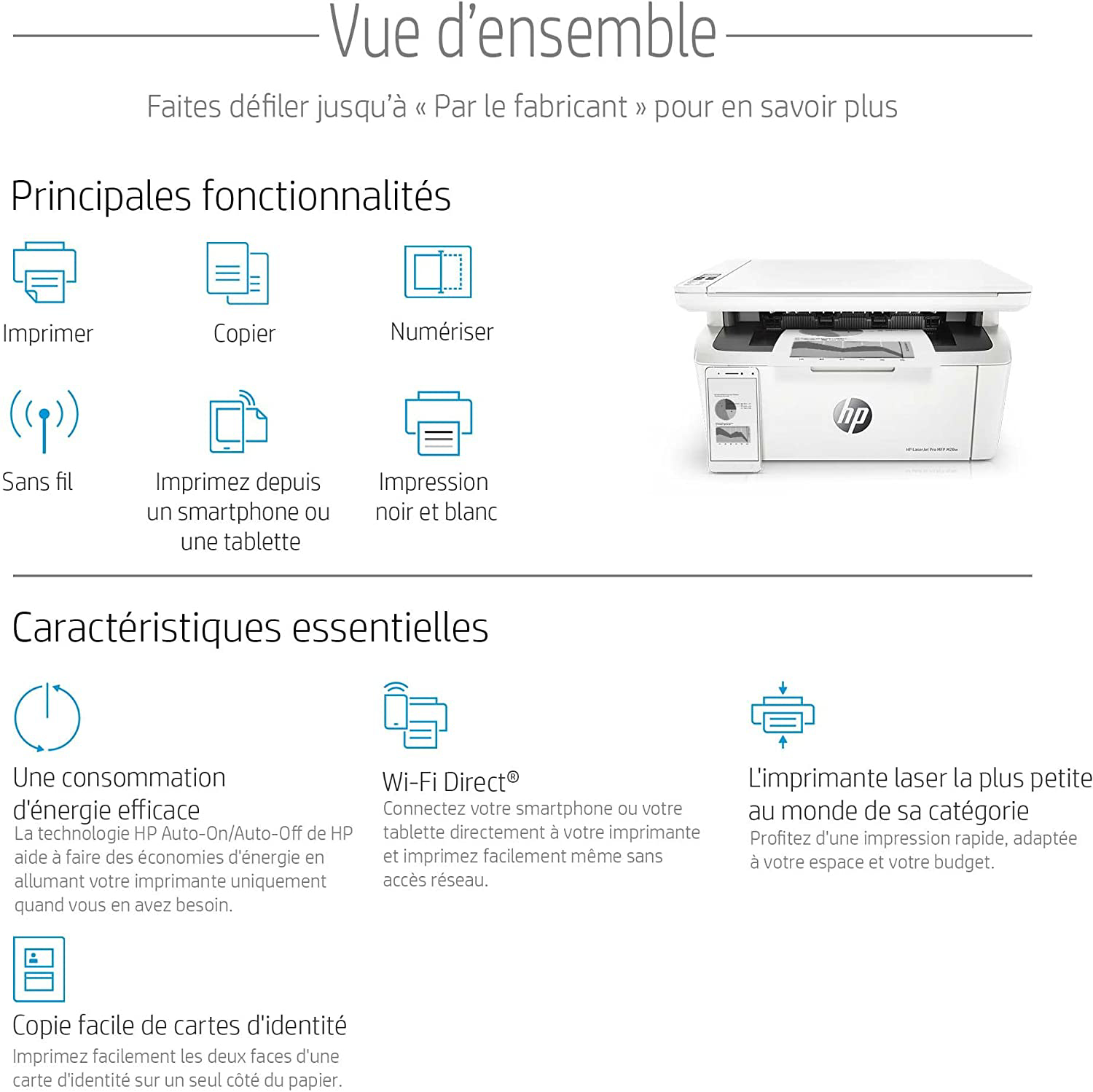 HP LaserJet Pro M28w Laser tout en un - Monochrome
