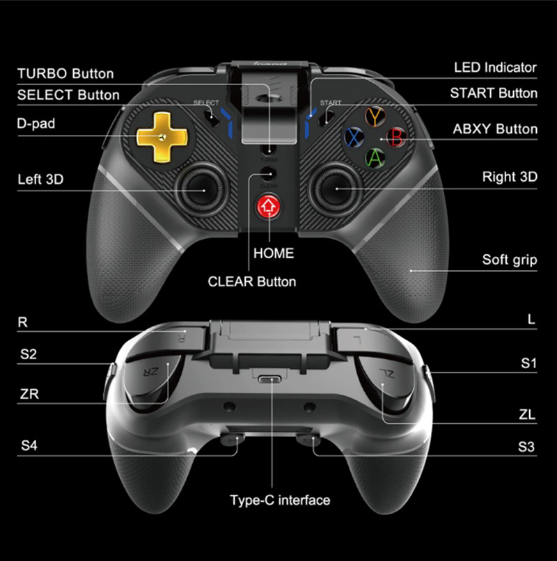 Manette de jeux bluetooth sans fil avec controleur dongle 2.4G wireless