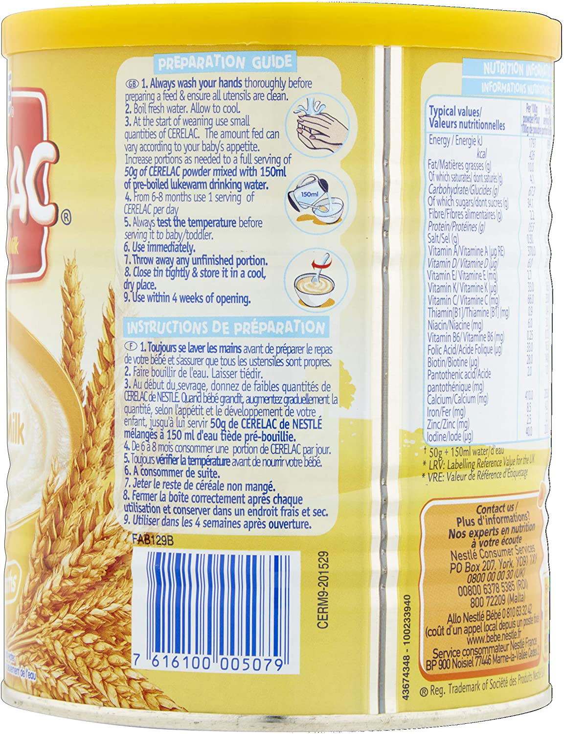 2 Nestle Cerelac Blé 400g Acheté + Nestle cerelac 250g