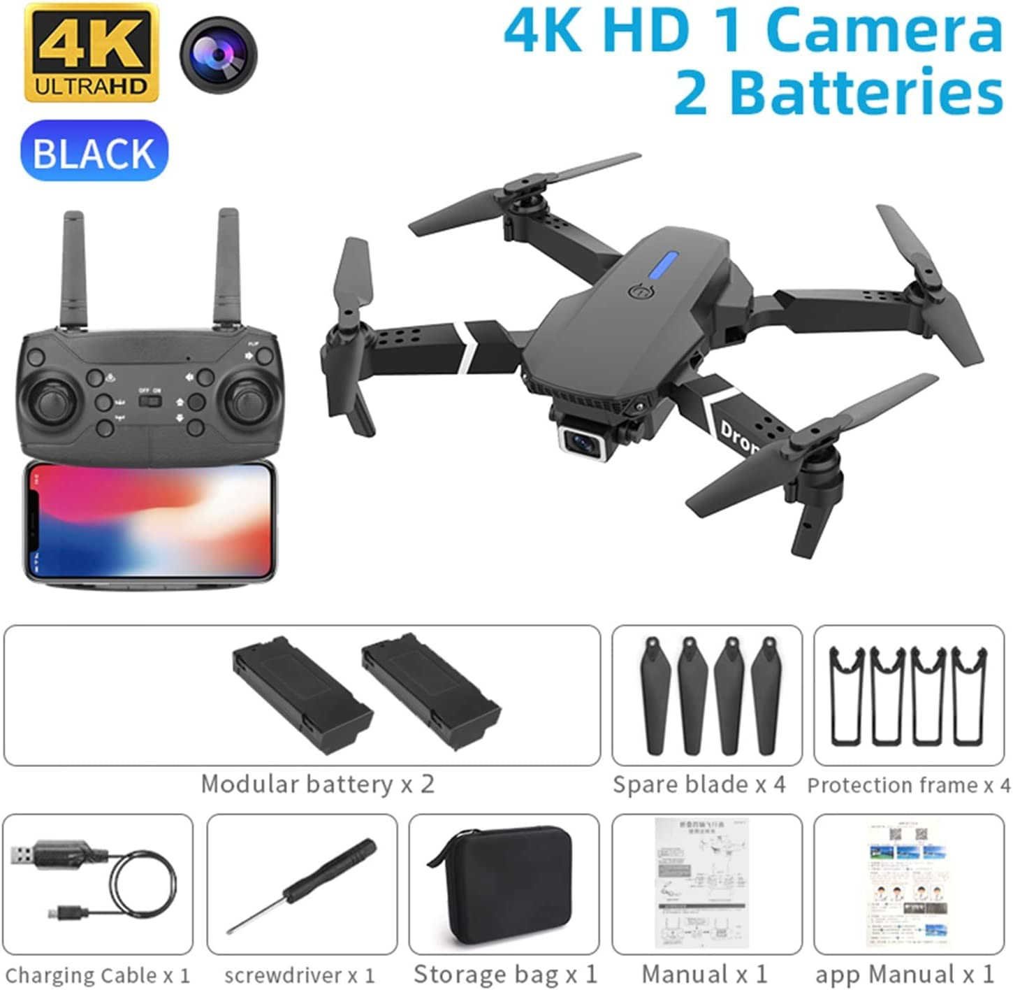 Drone e99 pro pliable avec doubles camera et 1 batterie