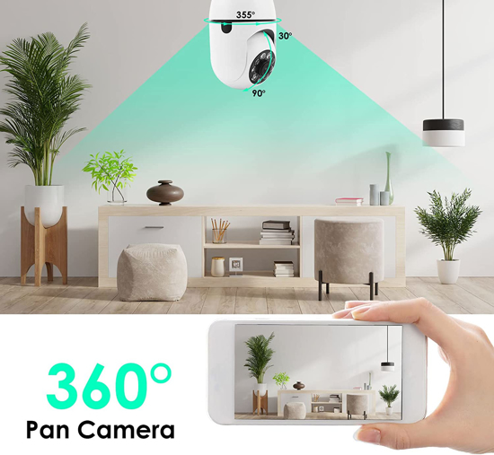 Ampoule camera e27 1080p panoramique 360 degrés WiFi Smart Home ...