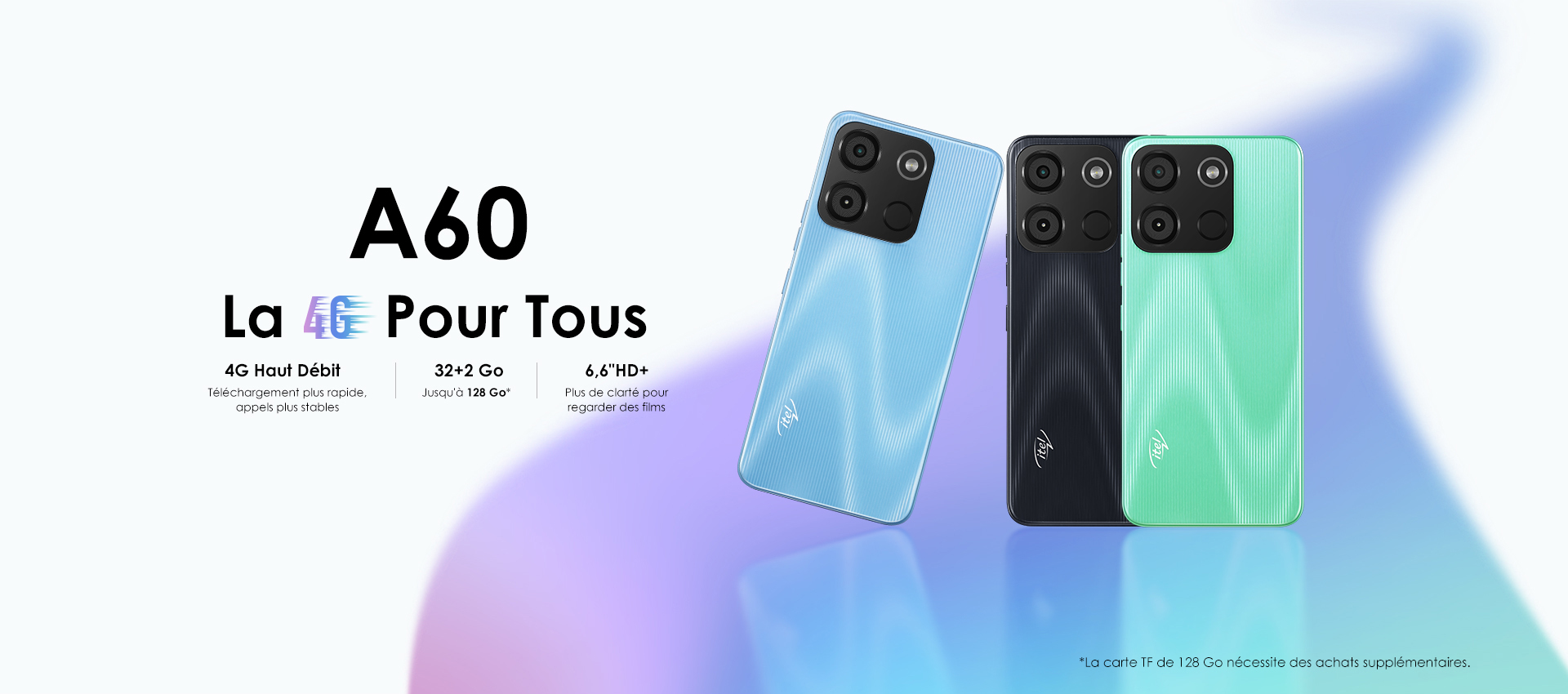 Itel A60 - 4G LTE - 32Go / 2Go Ram - 6.6" - 8Mpx - dual SIM - 5000mAh ...