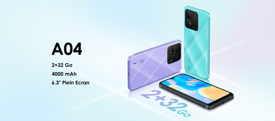 Itel A04 - 6,3" HD+ - 3G - 32Go - 2Go - 5Mpx - 4000mAh - 13 mois de ...