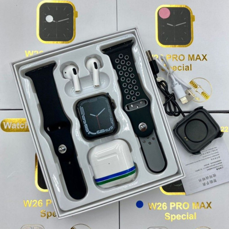 W26 Pro Max + Earpods et montre intelligente à écran tactile 2 ...