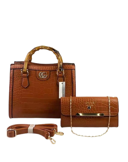 Sac à main croco rouge, Gucci, 02 pièces