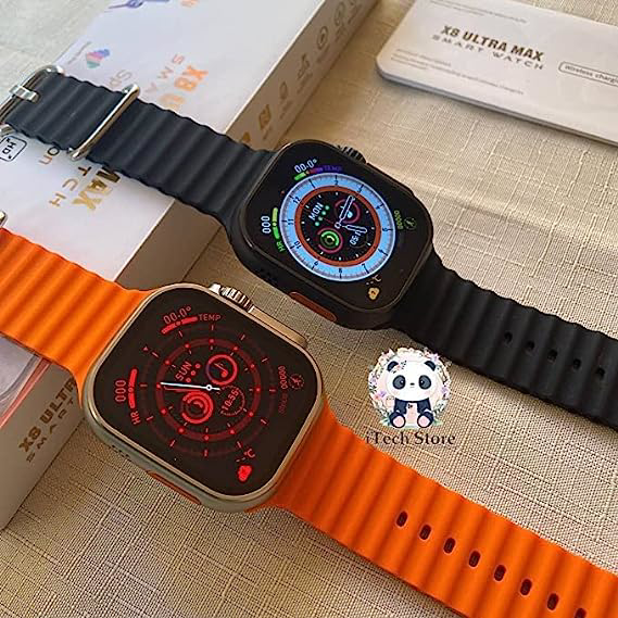 X8 Ultra Max Smart Watch Ocean Band Black 49mm 2.2" Support iOS Android ...