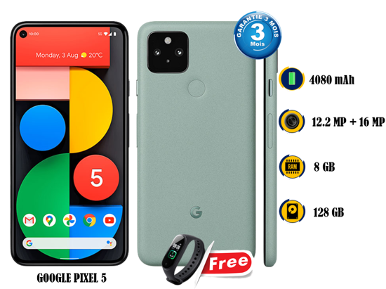 Google Pixel 5 -128 GB/8GB - 6.0 Pouces - 12.2 MP + 16MP + 8MP - 4080 ...