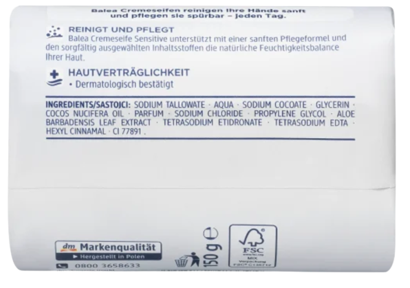 Savon Balea Peau Sensible à L'extrait d'Aloe Vera, 150 g