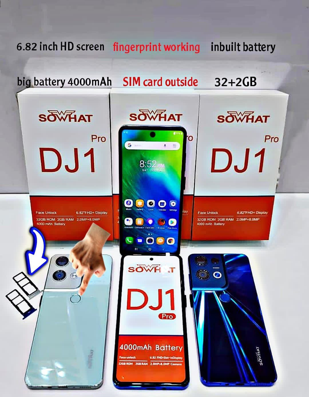 DJ1 PRO SOWHAT - 6,82" HD - 32 Go / 2Go Ram - 1.3 Ghz - 10 Mpx - 4000 MAH – empreinte digitale ...