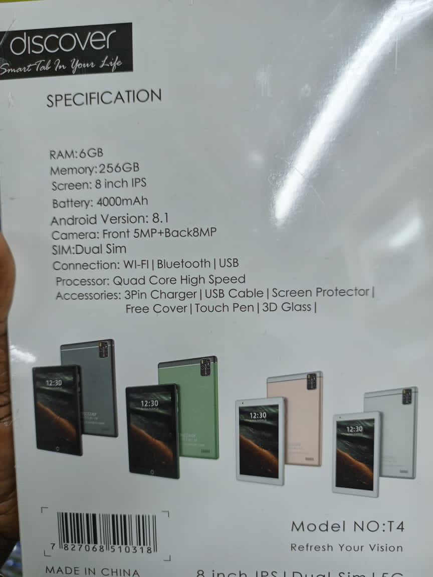 Tablette Discover T4- 8 Pouces - 6GB RAM/ 256GB - 4000mAh - Tablette ...
