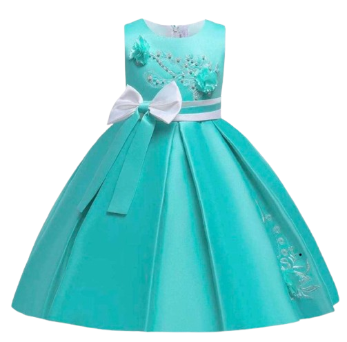 Robette en Satin lourd pour fillette avec nœud papillon vert turquois ...