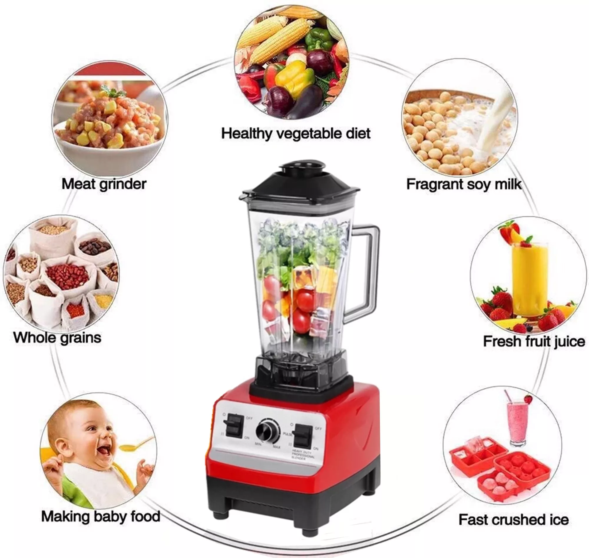 2 en 1 Silver Crest Blender 2L robot culinaire 8000W mélangeur ...