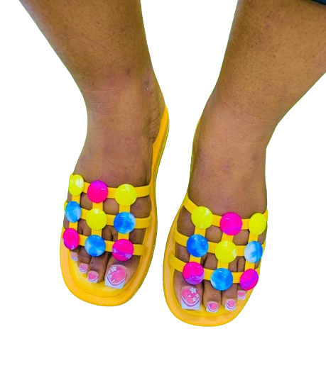 Babouche d'été multicolore en cuir
