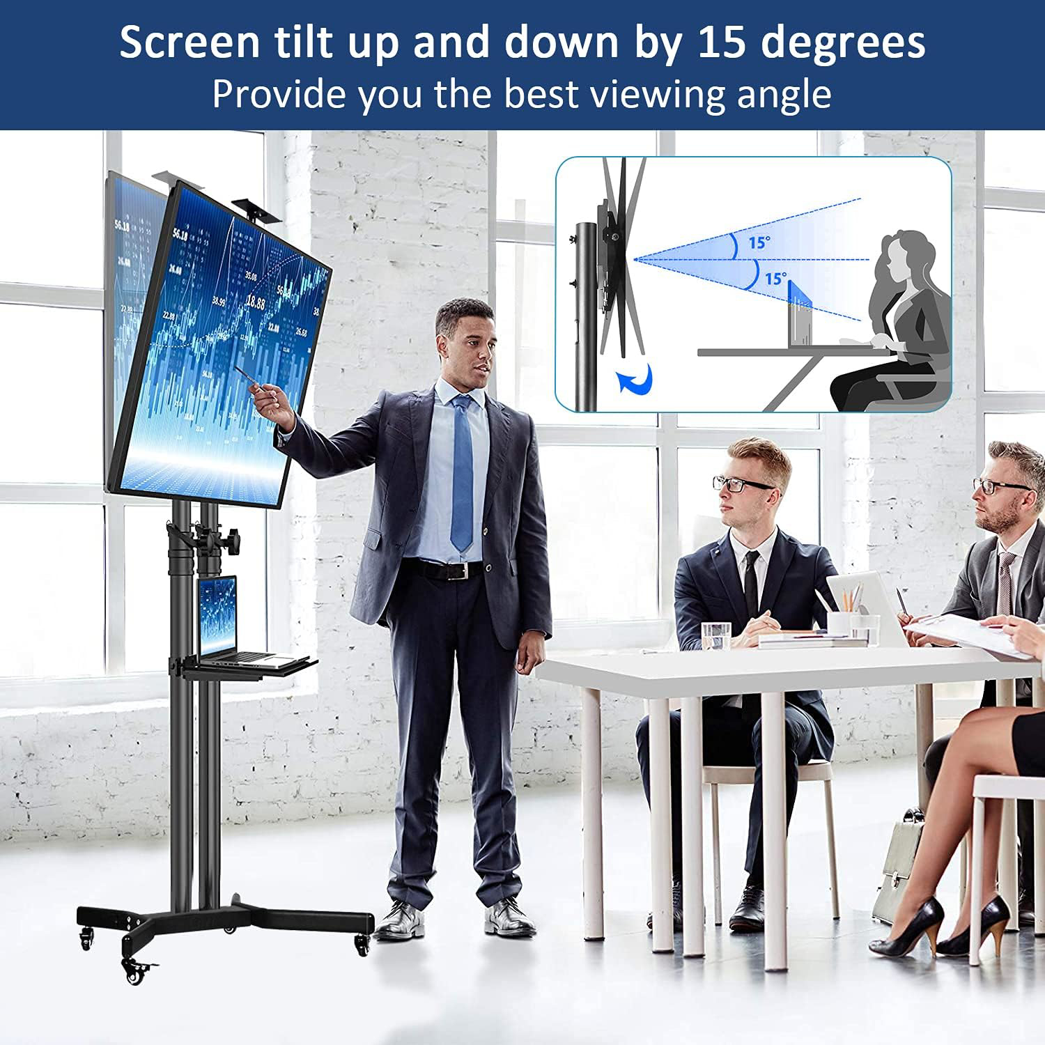 Support TV mobile Chariot TV roulant pour écran LCD LED plat incurvé de ...