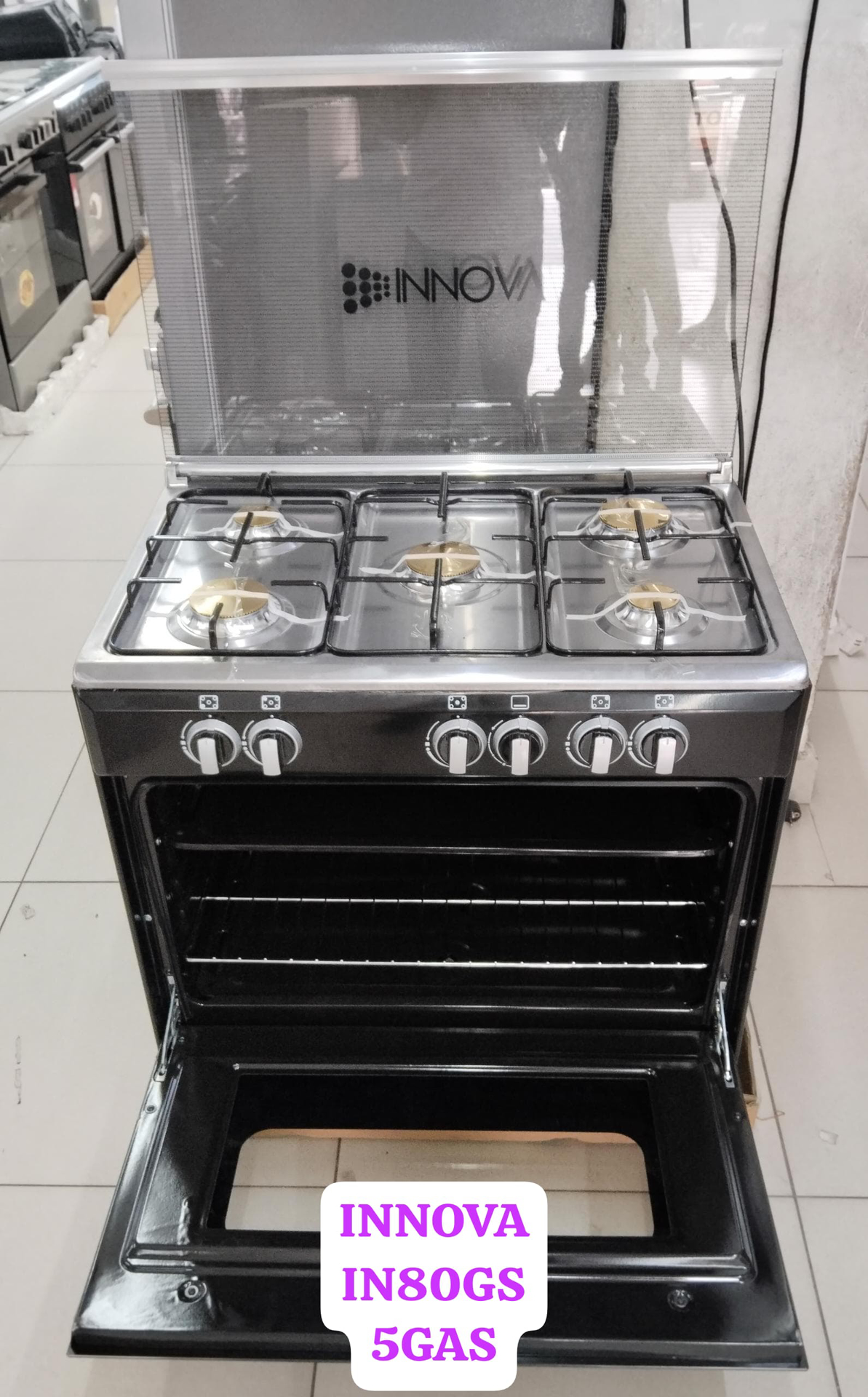 Cuisinière à Gaz - Innova - IN-80GS - 05 Foyers - 50 x 75 - Noir -06 ...