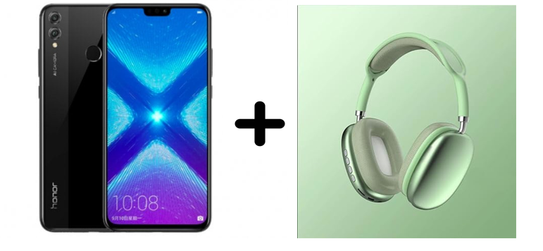 Téléphone Huawei Honor 8X-2SIM- 128GB ROM - 6GB RAM + Casque bluetooth p9 pro max - 3 mois de ...