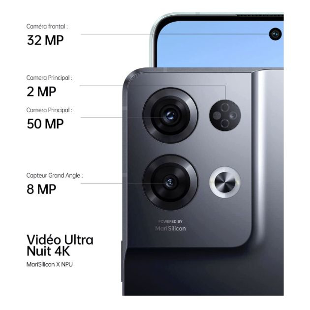 Oppo Reno 8 Pro - 256 Go/8Go RAM - 6.7" - 2 Nano SIM - 50MP/32MP ...