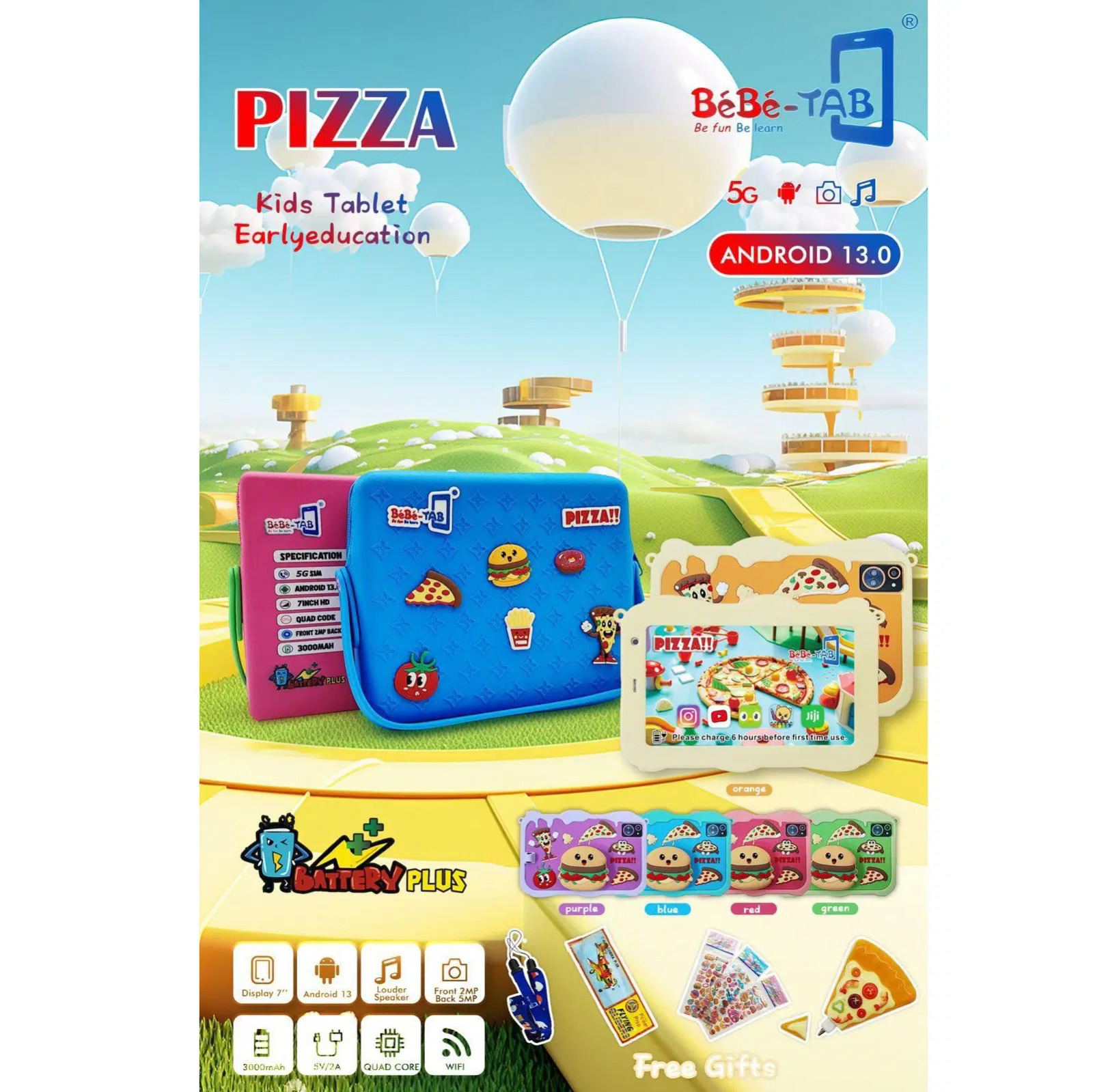Tablette Educative Bebe Tab Pizza – 7″ -256/6Go – 3000mah – 03 mois De ...